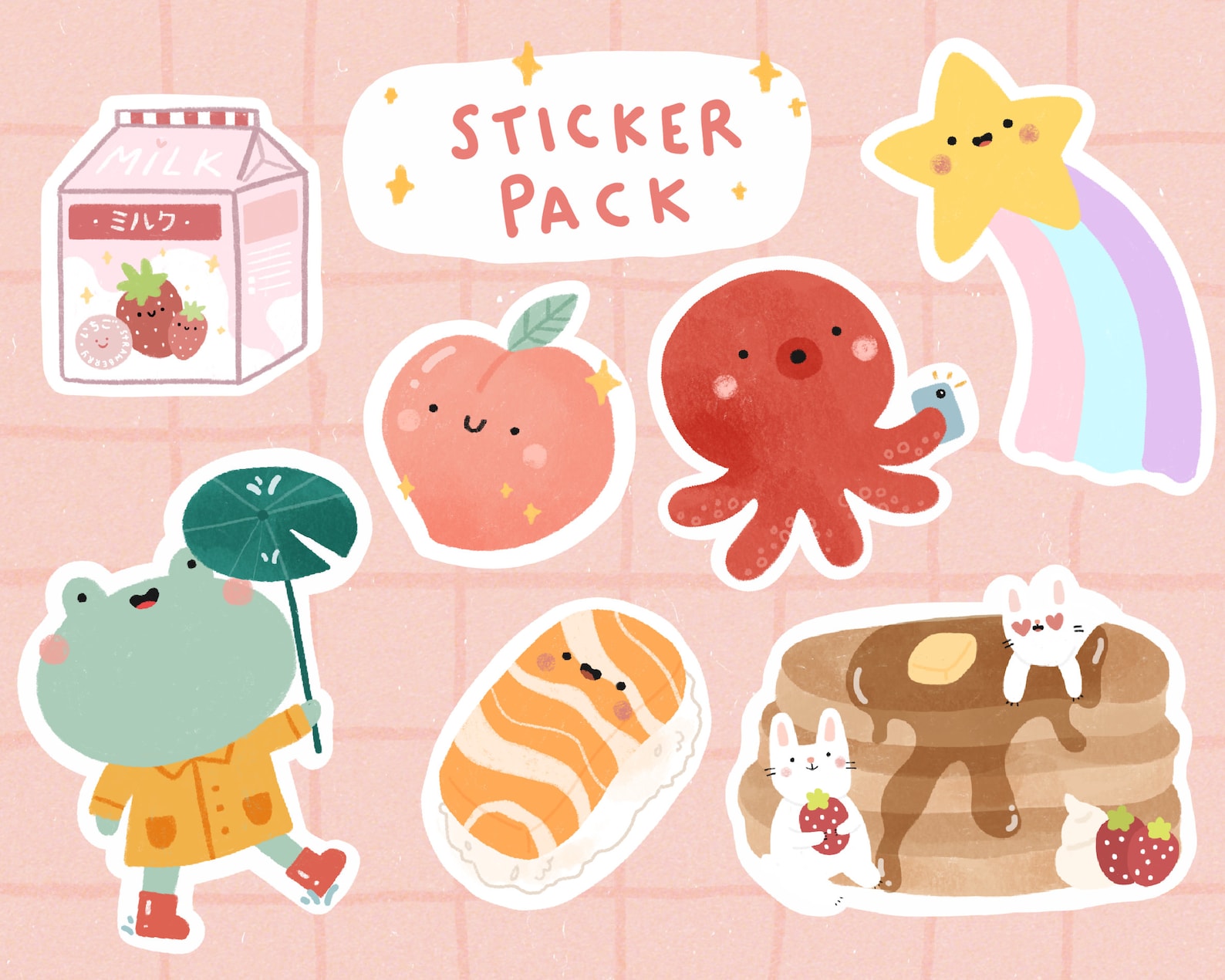 Cute Colourful Pastel Sticker Pack | Etsy