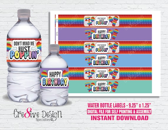 POP IT Water Bottle Label Water Bottle Labels Pop It Party | Etsy
