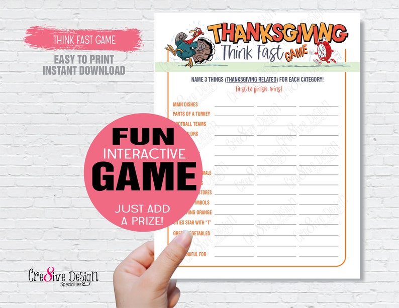 Thanksgiving Trivia Game Thanksgiving Printable Games Think - Etsy