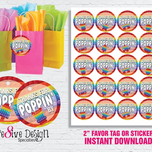 POP IT Party Favors Tags Thanks for Poppin By Pop It Fidget - Etsy Canada