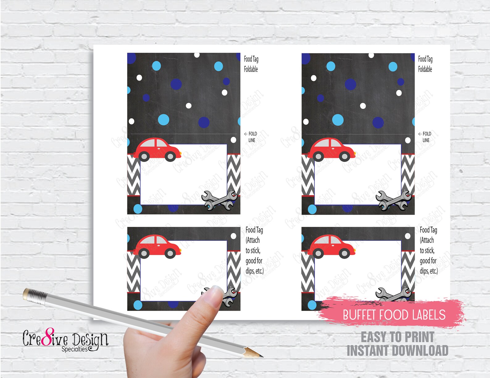 Mechanic Baby Shower Food Card Labels: Car Theme (digital File) - Etsy