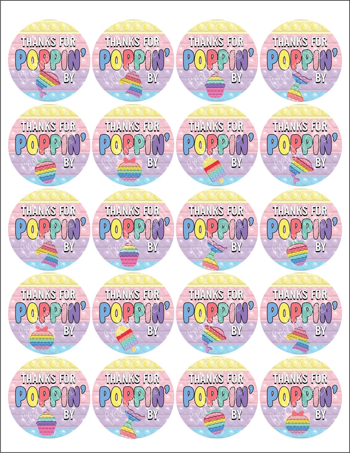 POP IT Party Favors Tags Thanks for Poppin By Pop It Fidget | Etsy