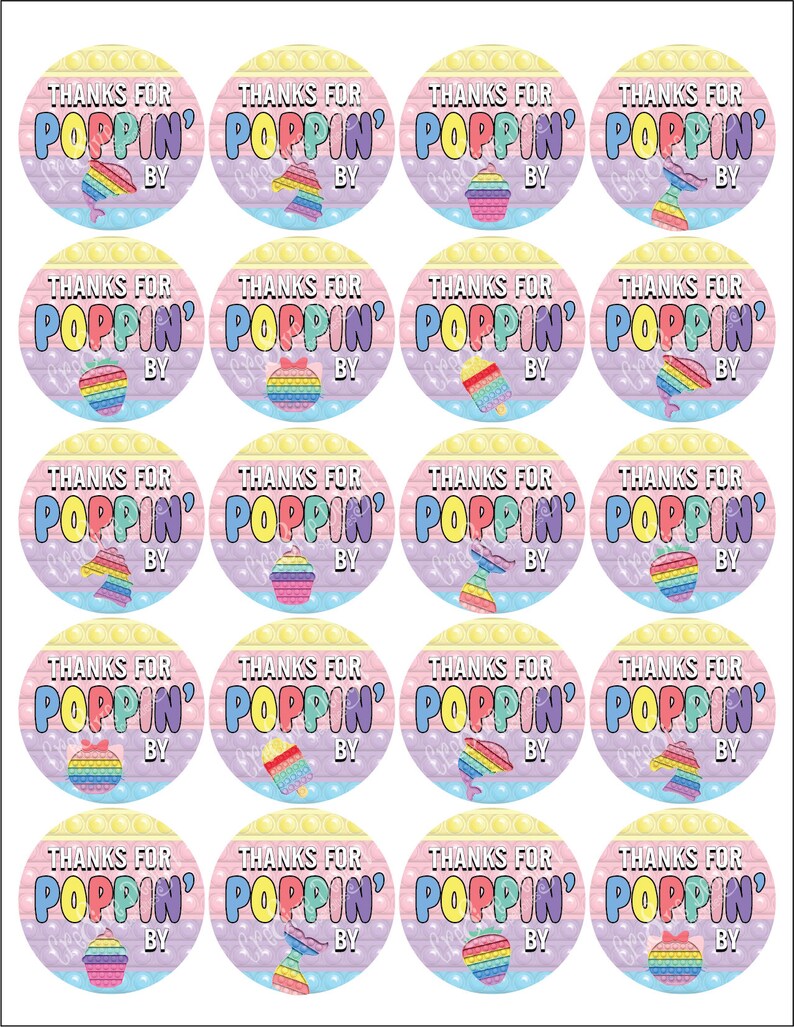 POP IT Party Favors Tags Thanks for Poppin By Pop It Fidget | Etsy