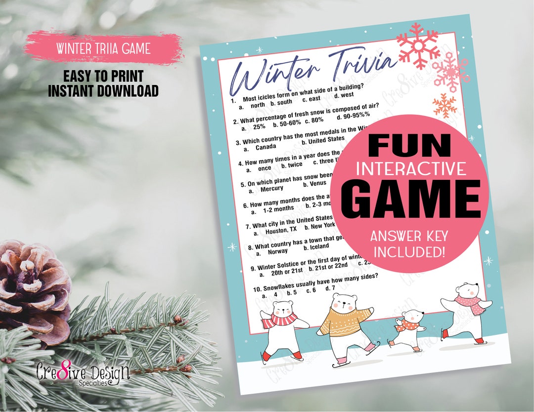 Winter Trivia Game Printable, Fun Printable Winter Game, Adult Winter ...