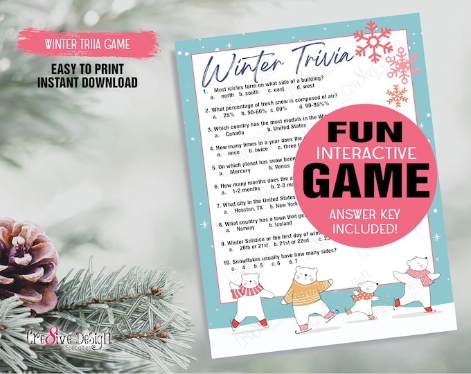 Winter Trivia Game, Winter Jeopardy, Winter Seniors Game, Winter School ...