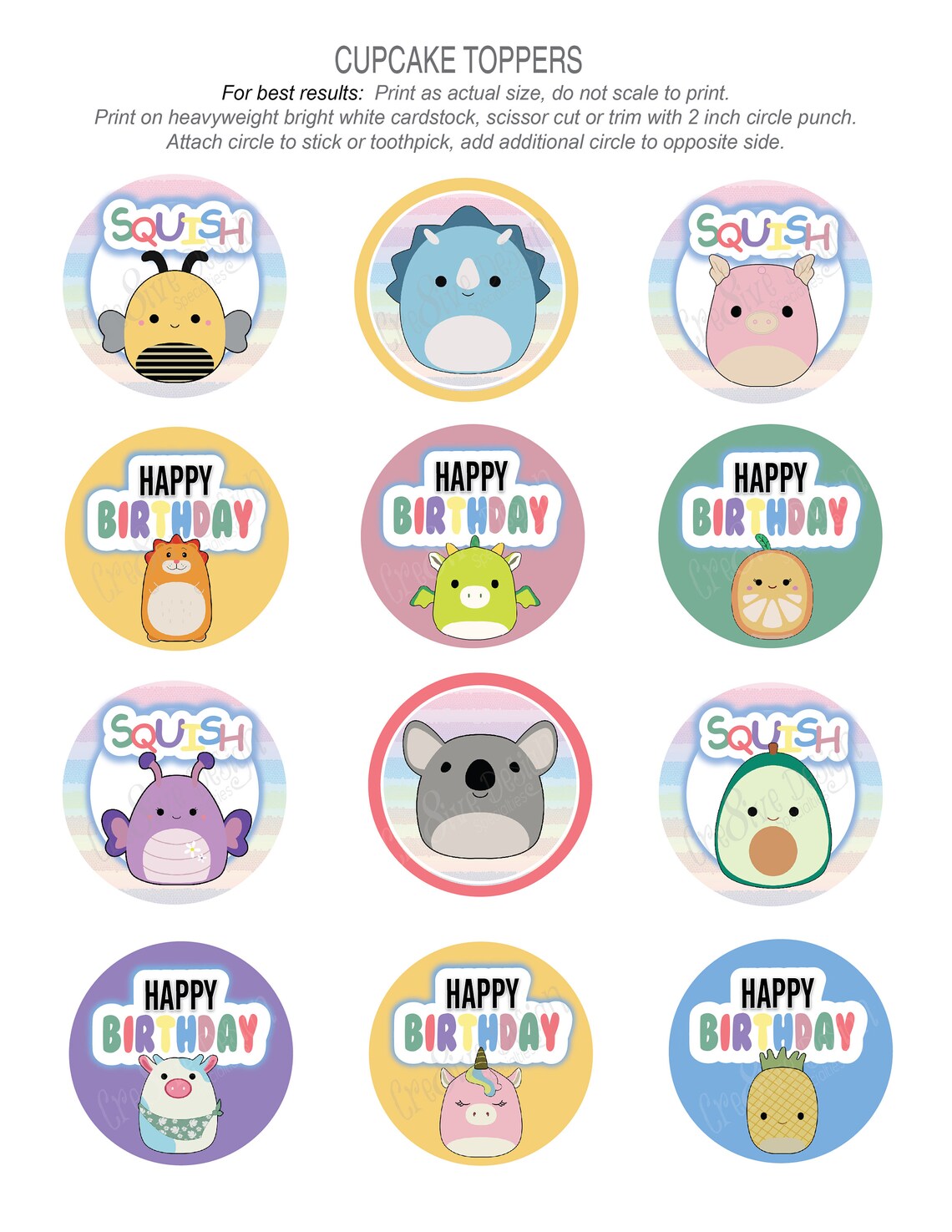 Squishmallow Cupcake Toppers Squishmallow Party Squishmallow - Etsy