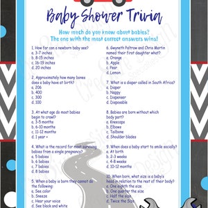 BABY SHOWER TRIVIA Mechanic Theme Printable, Mechanic Baby Shower, Baby ...