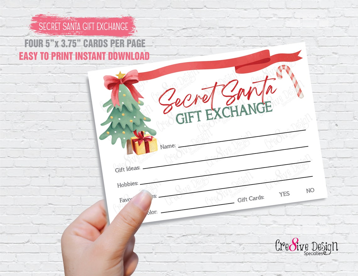 Secret Santa Gift Exchange Printable Christmas Gifts - Etsy