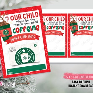 PRINTABLE Coffee Gift Card Holder, Teacher Christmas Gift Card Holder ...
