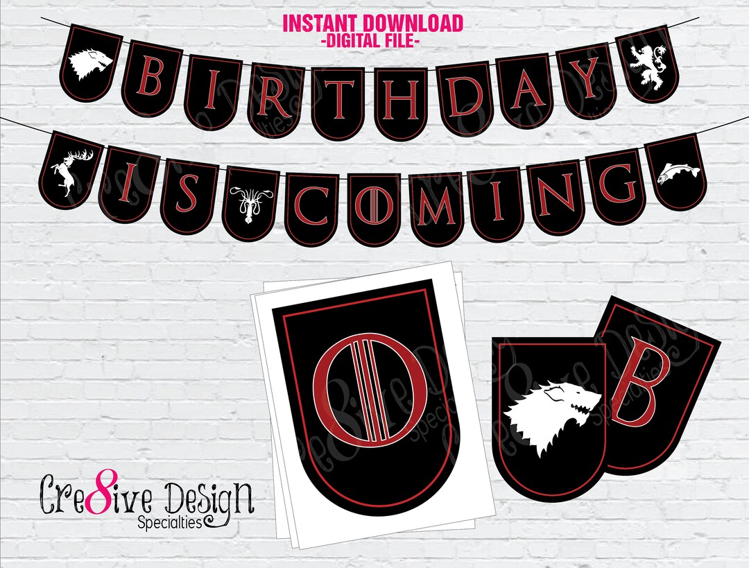 Game of Thrones Birthday Banner: 'birthday is Coming' (instant Download ...