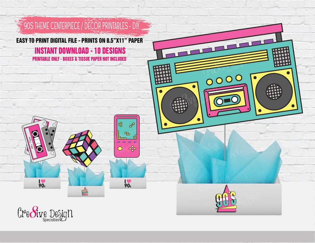 90s Centerpiece Image Printables, 90s Clipart, 90s DIY Party Theme, 90s ...