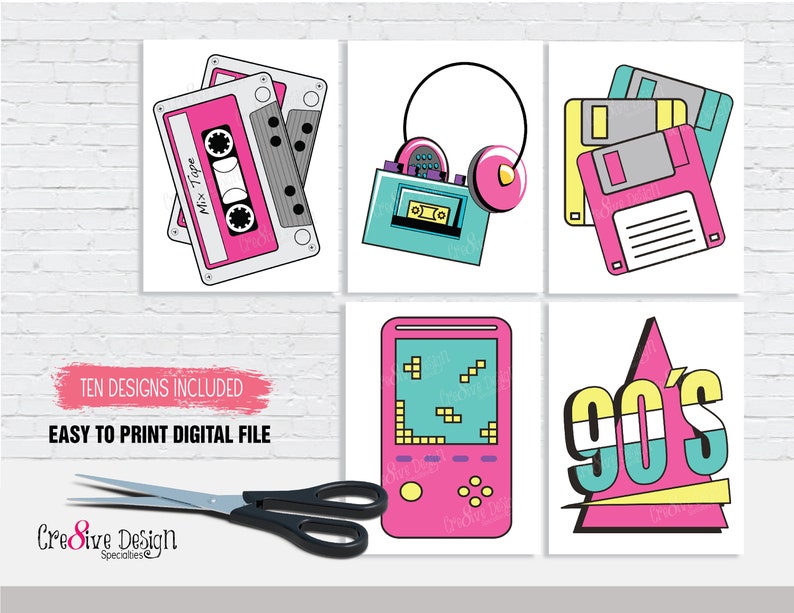 90s Centerpiece Image Printables 90s Clipart 90s DIY Party - Etsy