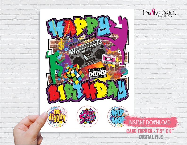 90s Hip Hop Birthday Cake Topper Printable (instant Download) - Etsy Canada