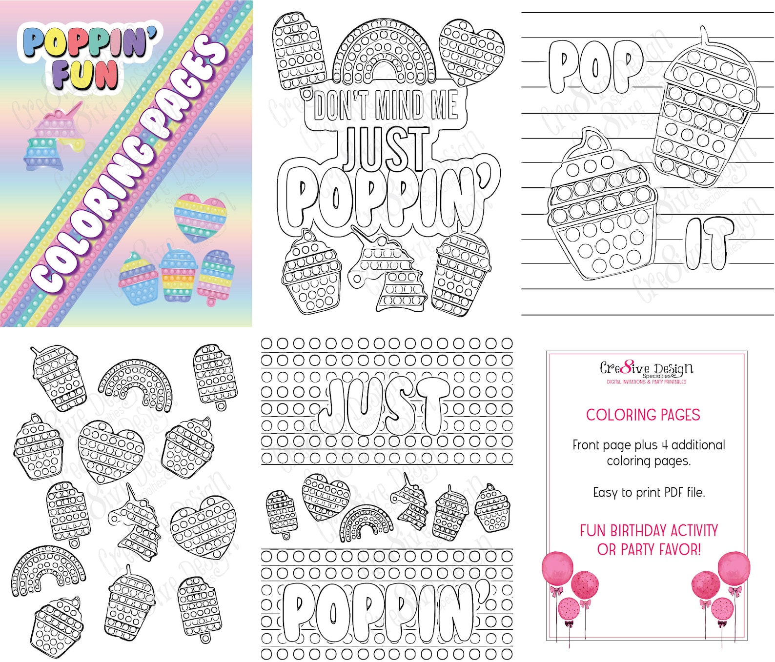 POP IT Coloring Pages Pop It Party Favors Pop It Coloring - Etsy