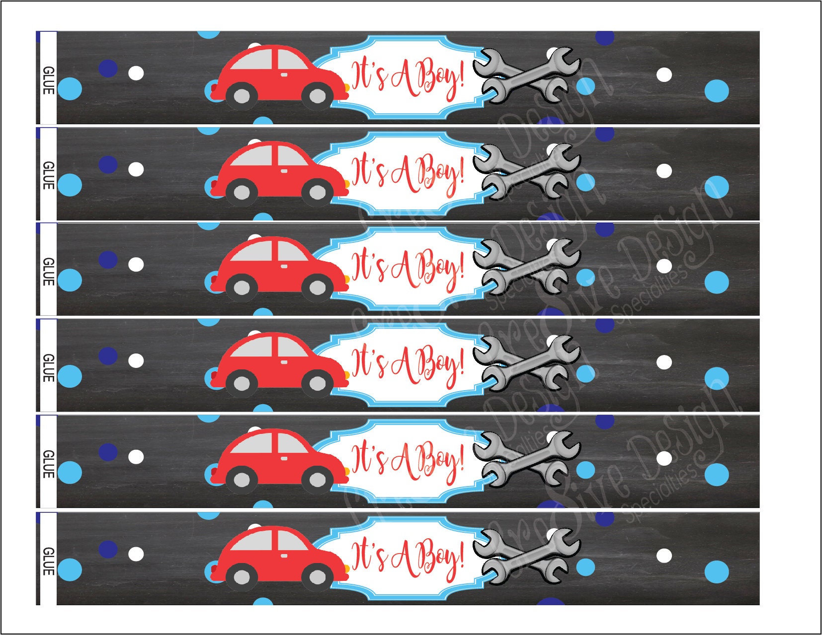 Mechanic Baby Shower Water Bottle Labels: Car Theme (instant Download ...