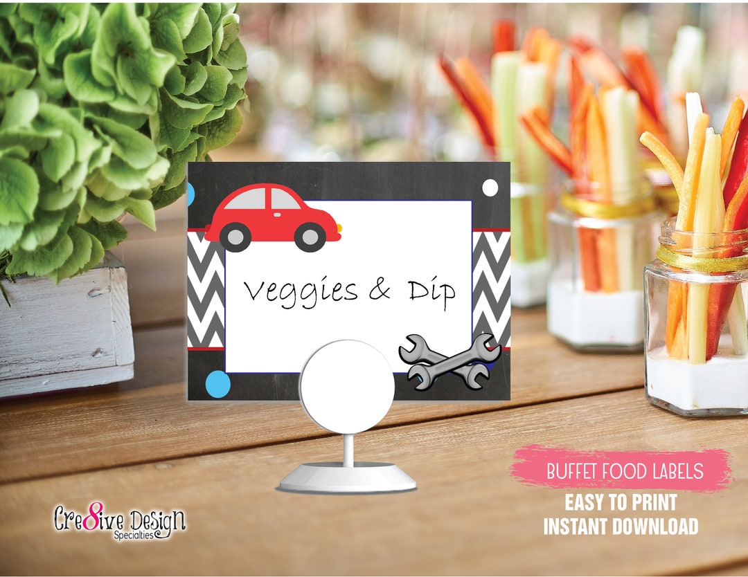 Car Baby Shower Buffet Food Card Labels, Car Baby Shower, Mechanic Baby ...