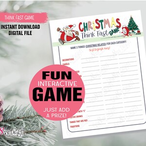 Christmas Trivia Game, Christmas Printable Games, Think Fast Game ...