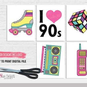 90s Centerpiece Image Printables, 90s Clipart, 90s DIY Party Theme, 90s ...