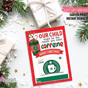 PRINTABLE Coffee Gift Card Holder, Teacher Christmas Gift Card Holder ...