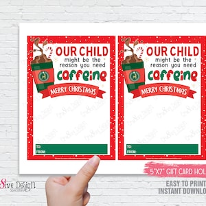 PRINTABLE Coffee Gift Card Holder, Teacher Christmas Gift Card Holder ...
