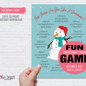 Christmas Game Printable, Snowman Game, How Much Are You Like A Snowman ...