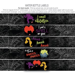 Hocus Pocu, Hocus-pocus Water Bottle Label, Hocus Pocus Printable ...