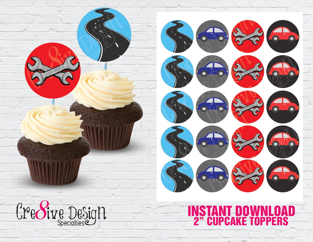 Mechanic Cupcake Toppers, Mechanic Baby Shower Cupcake Toppers ...