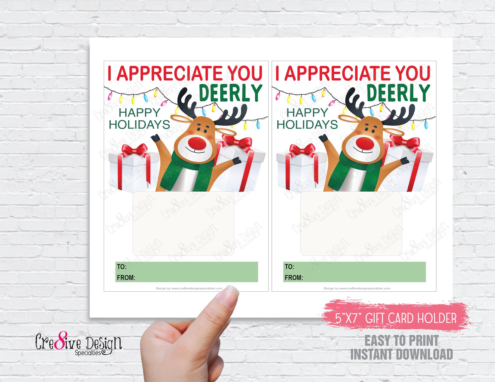 Printable Christmas Gift Card Holder, Employee Christmas Gift Card ...