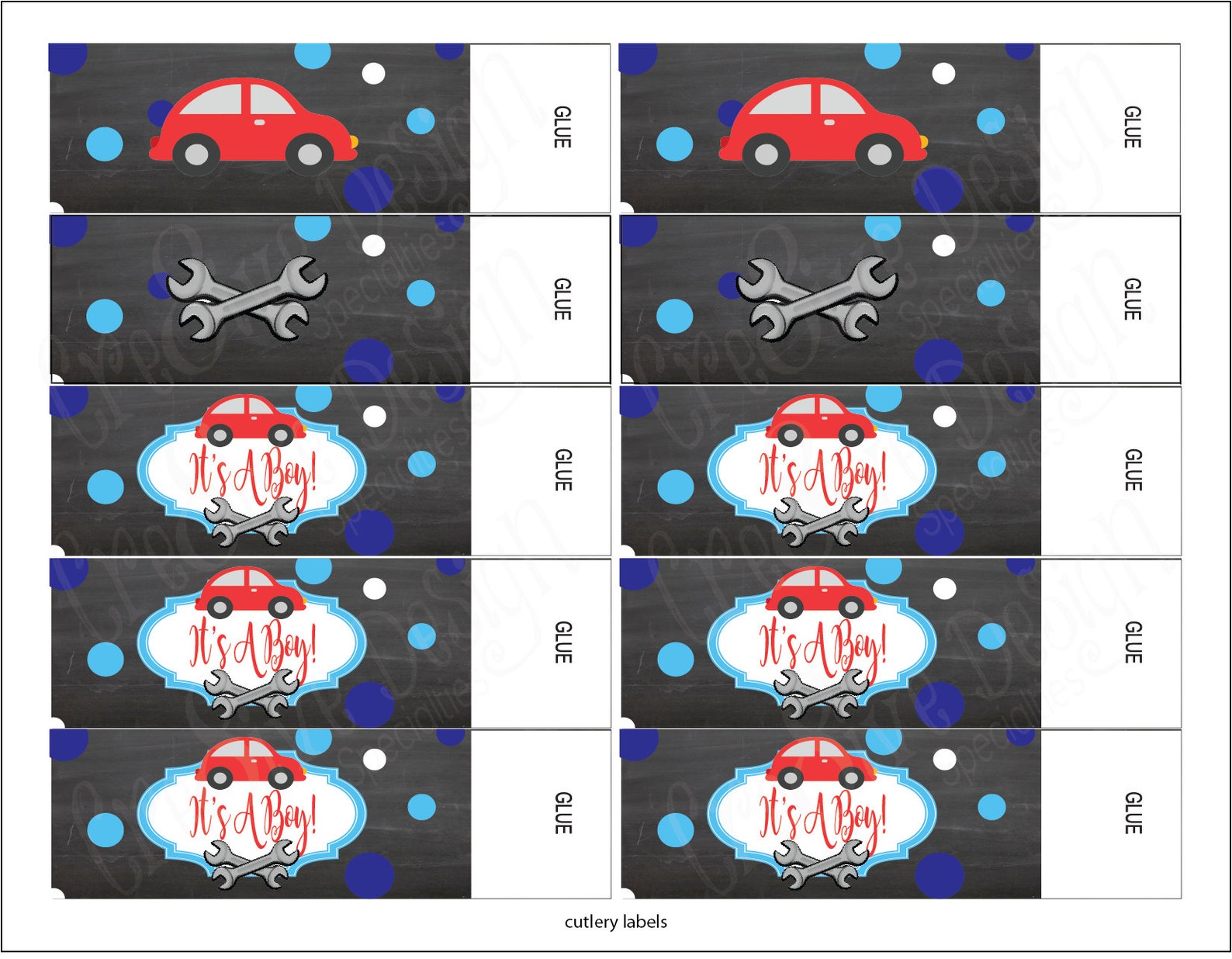 Mechanic Theme Utensil Wraps Printable Mechanic Baby Shower - Etsy
