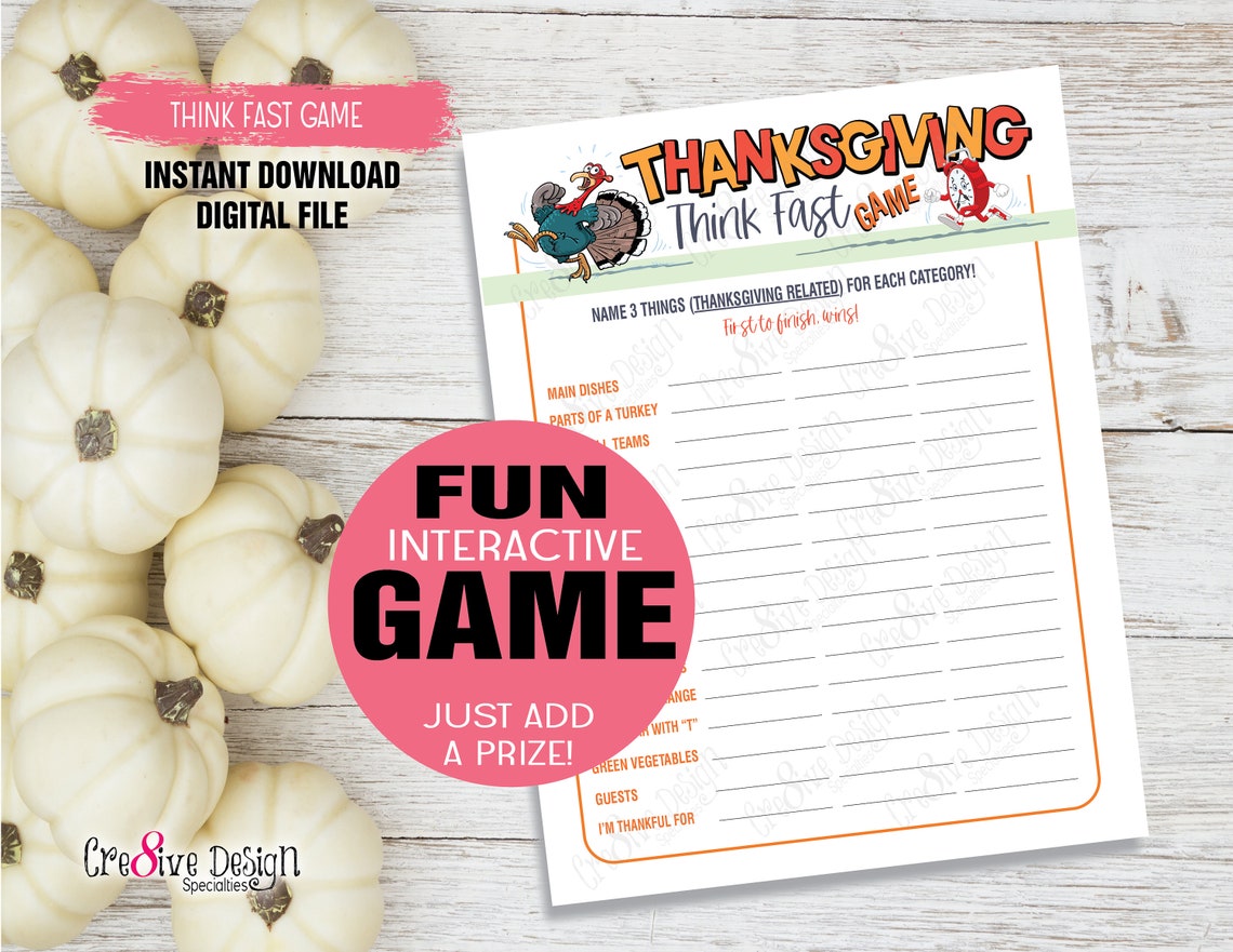 Thanksgiving Trivia Game Thanksgiving Printable Games Think - Etsy