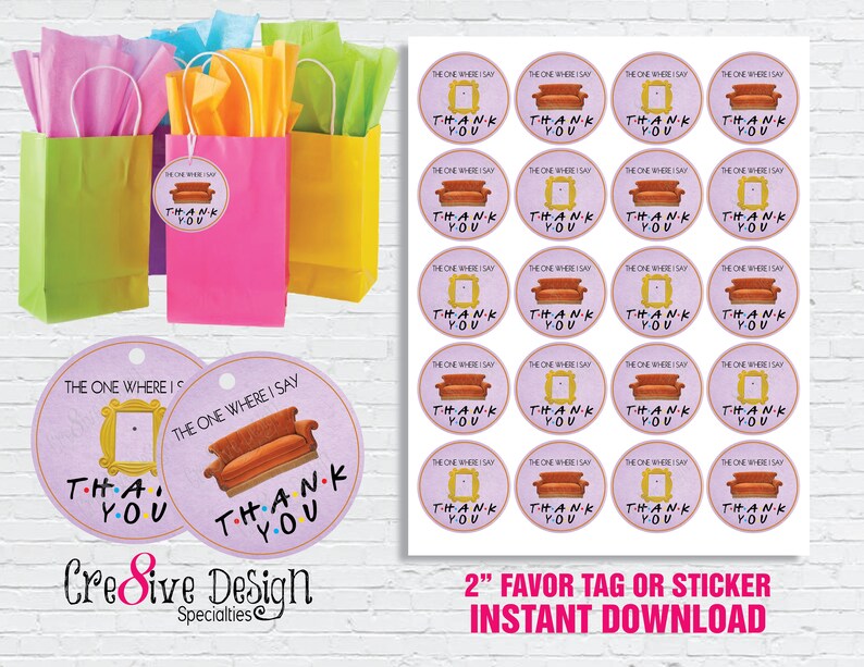 FRIENDS TV Theme Party Favor Tags or Stickers Friends Theme | Etsy