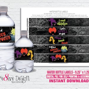 Hocus Pocu, Hocus-pocus Water Bottle Label, Hocus Pocus Printable ...