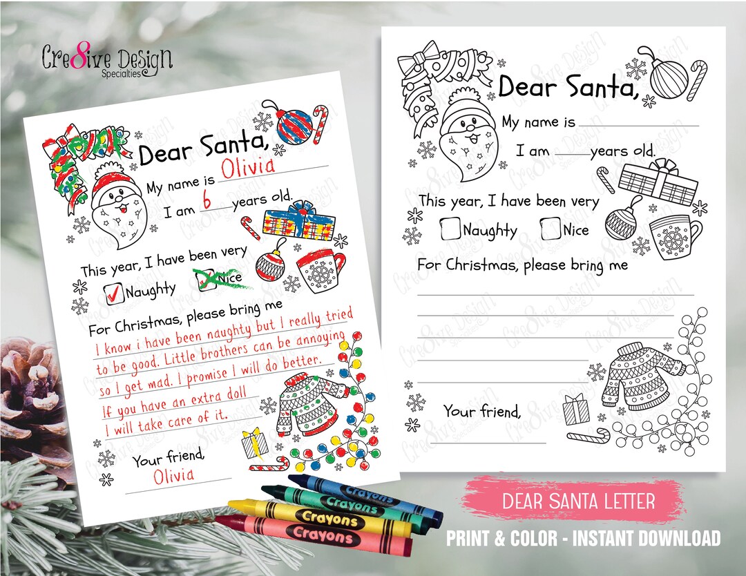 Letter to Santa Printable, Letter to Santa Kids Coloring Page ...
