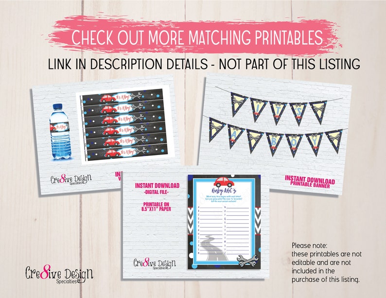 Mechanic Baby Shower Diaper Raffle Printable (instant Download) - Etsy