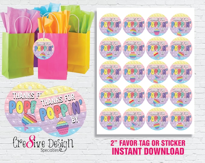 POP IT Party Favors Tags, Thanks for Poppin By, Pop It Fidget Birthday ...