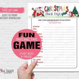 Christmas Trivia Game, Christmas Printable Games, Think Fast Game ...