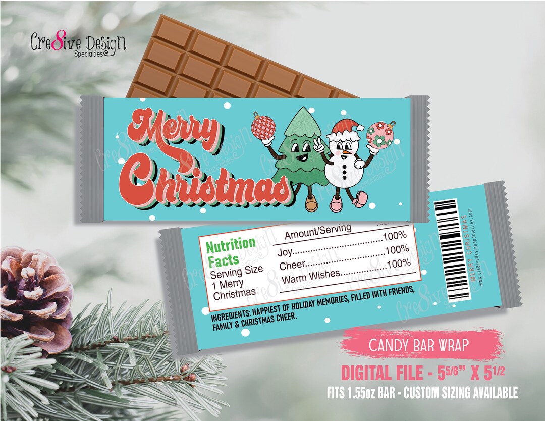 Merry Christmas Vintage Candy Bar Wrappers, Christmas Party Favors ...