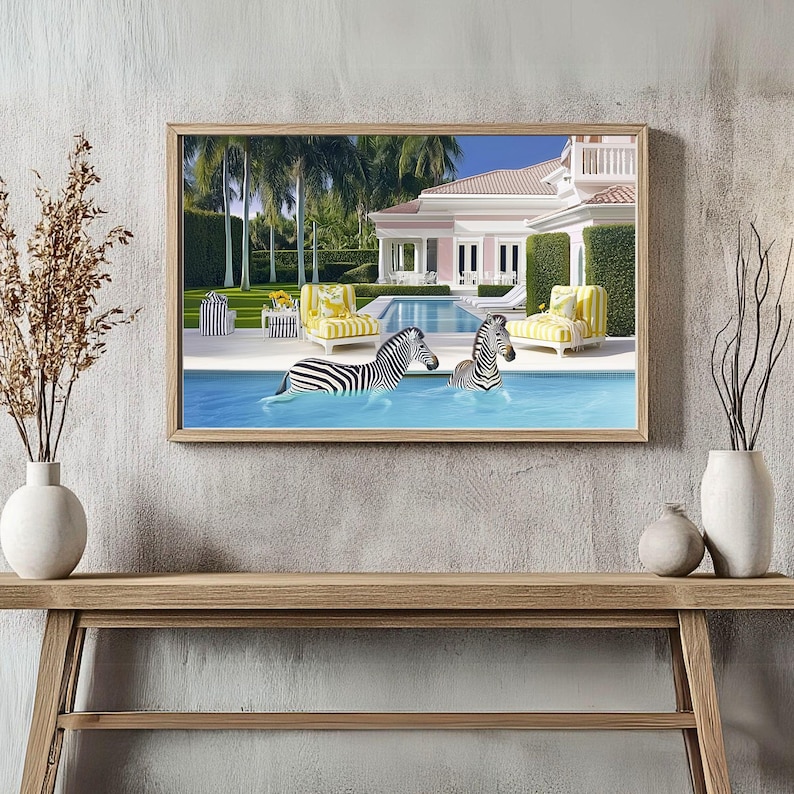 Two Zebras in the Pool at a Hotel Resort in Miami Animal Printable ...