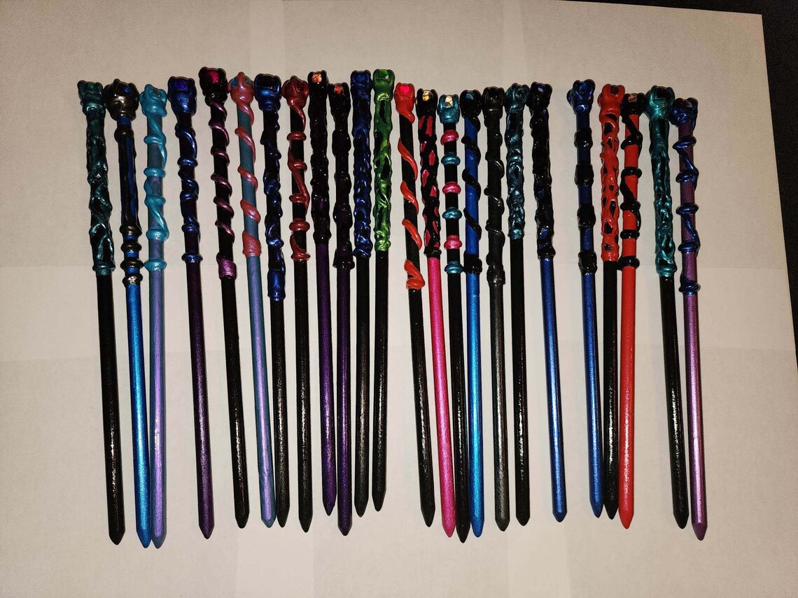 Wands - Metallic Painted Wands- Thin Wizarding Wands - Magic Wands ...