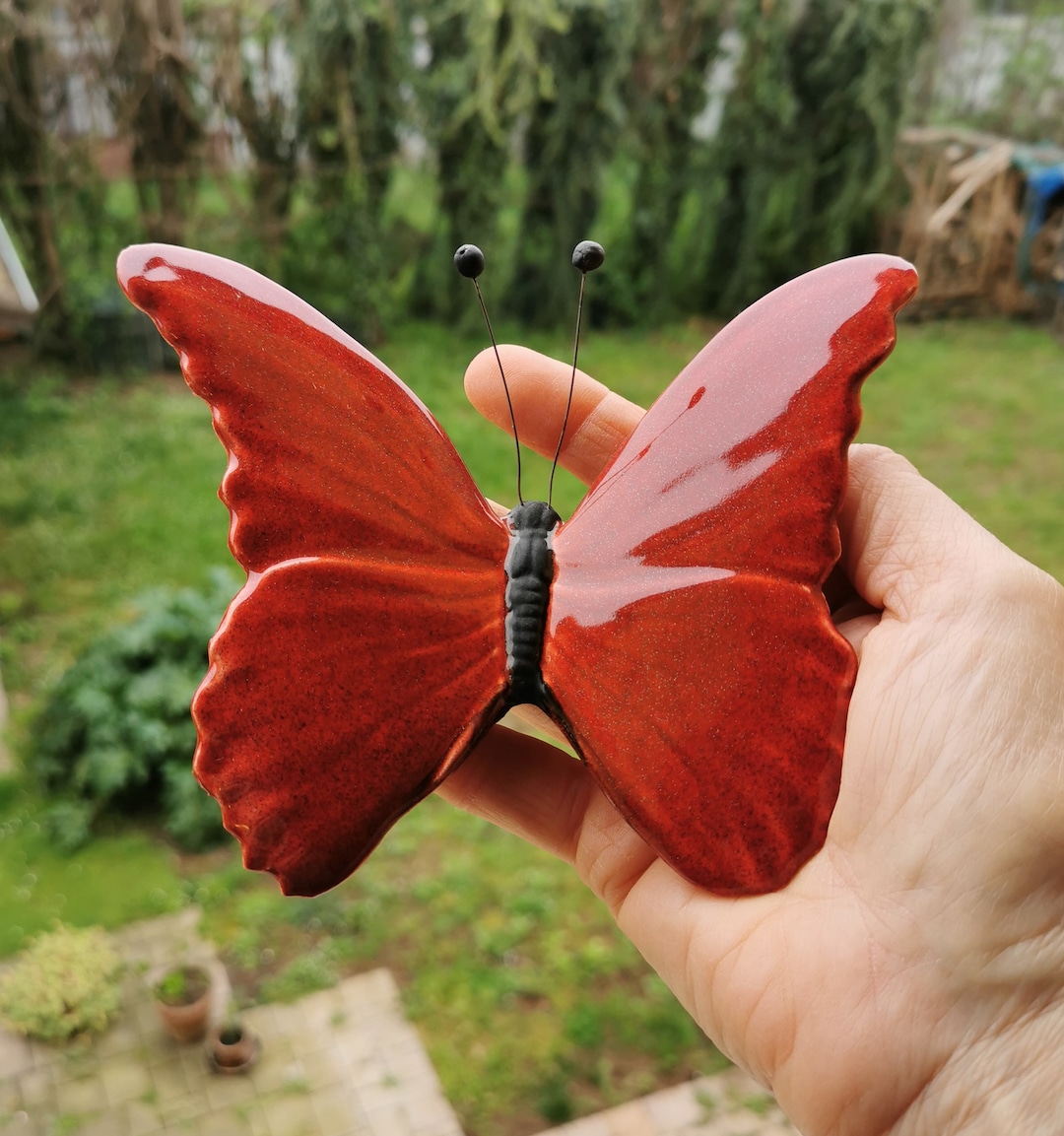Red Ceramic Butterfly, Ceramic Butterfly, Red Ceramic Butterfly ...