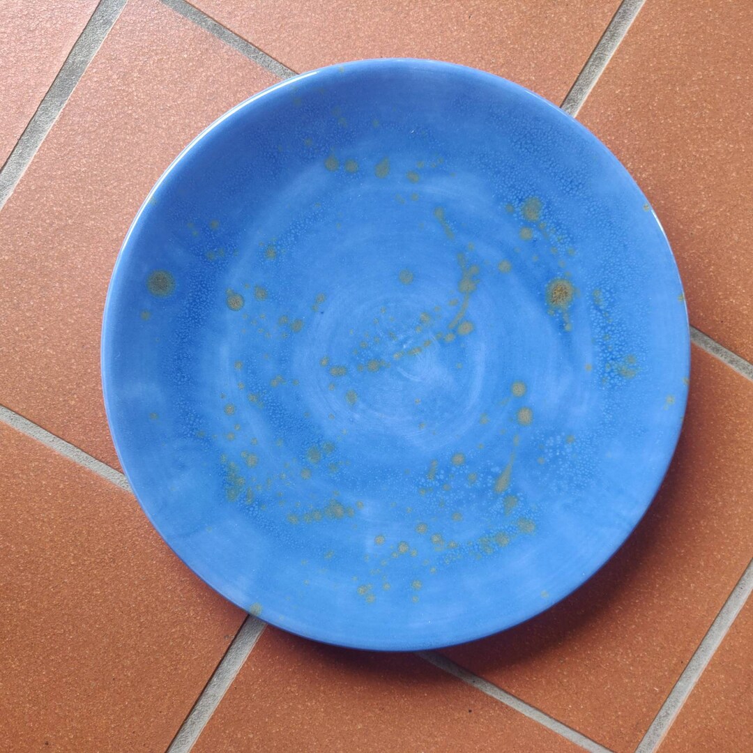 Blue Ceramic Serving Plate, Round Serving Plate, Blue Ceramic Tray ...