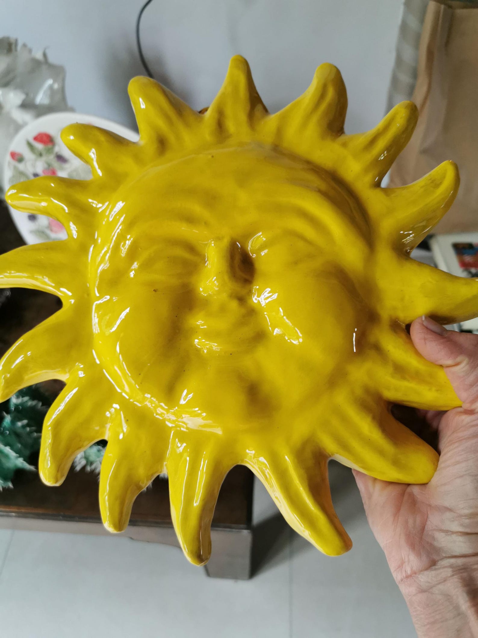 Italian Ceramic Sun Plaques, Italy Pottery Sun, Ceramic Sun Face, Sun ...