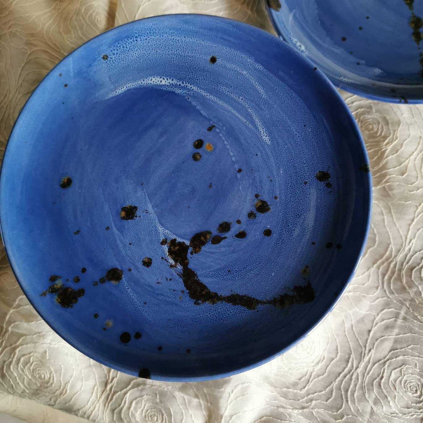 Blue Ceramic Plates, Set of Six Hand Painted Ceramic Plates, Table ...