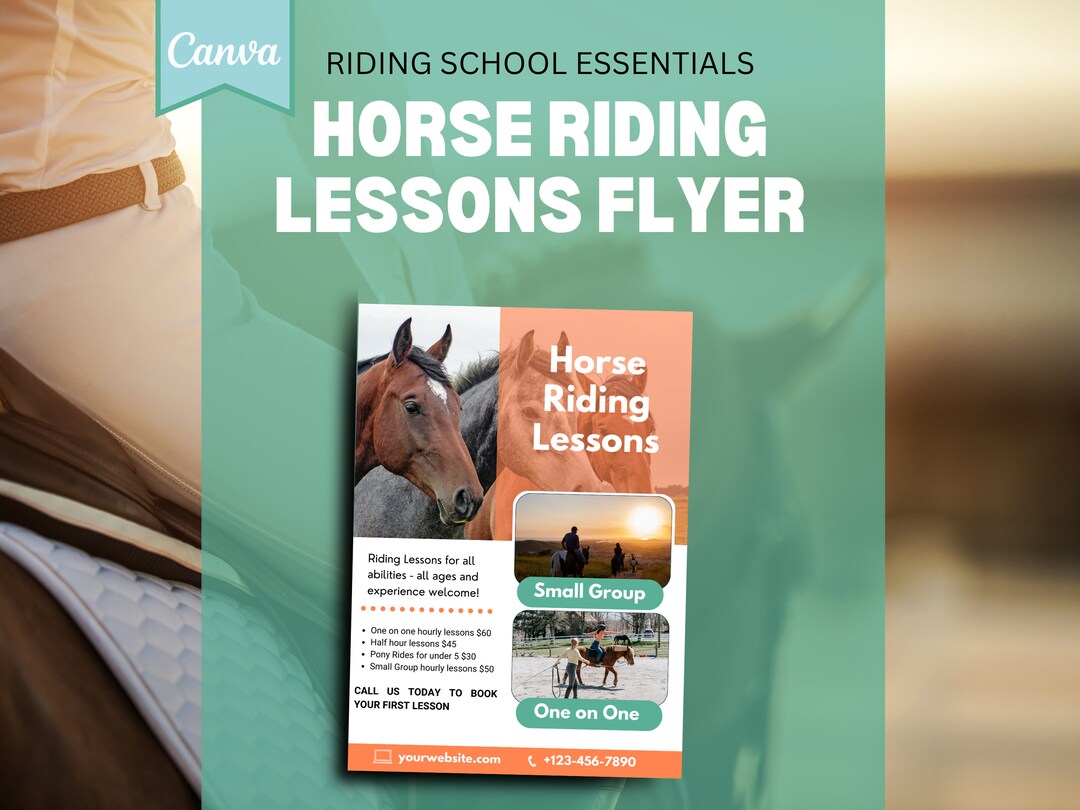 Horse Riding Lessons Flyer | Riding Instructor Flyer | PDF Digital ...