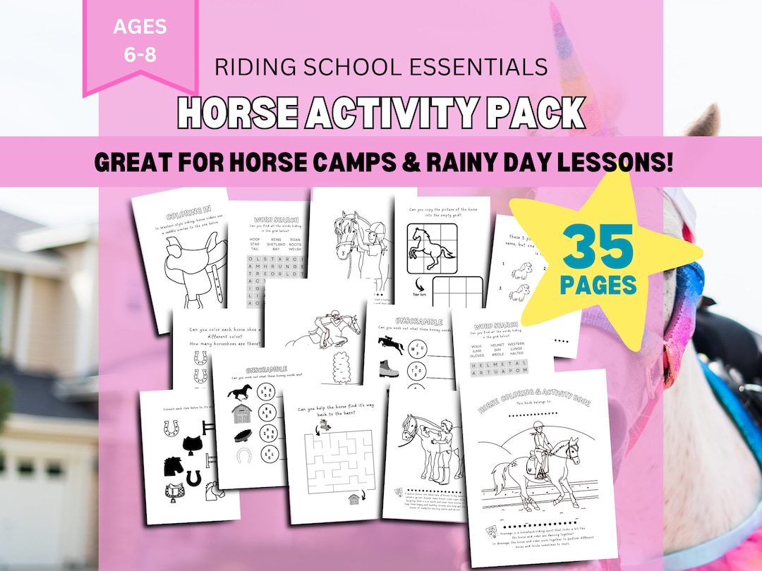 Horse Camp Workbook Horse Activity Book Horse Activities & Coloring PDF ...