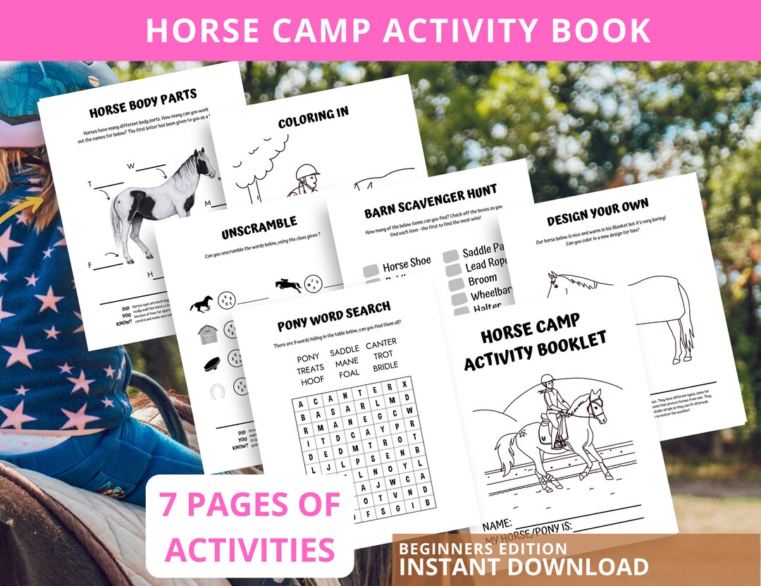 Horse Camp Workbook | Horse Activity Book | Pony Camp Worksheets | Pony ...