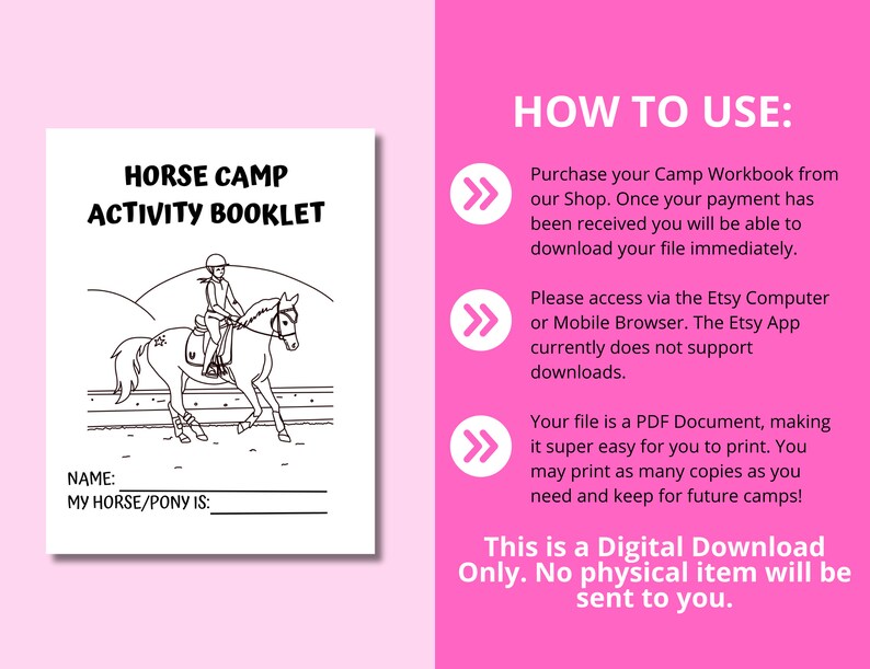 Horse Camp Workbook | Horse Activity Book | Horse Activities & Coloring ...