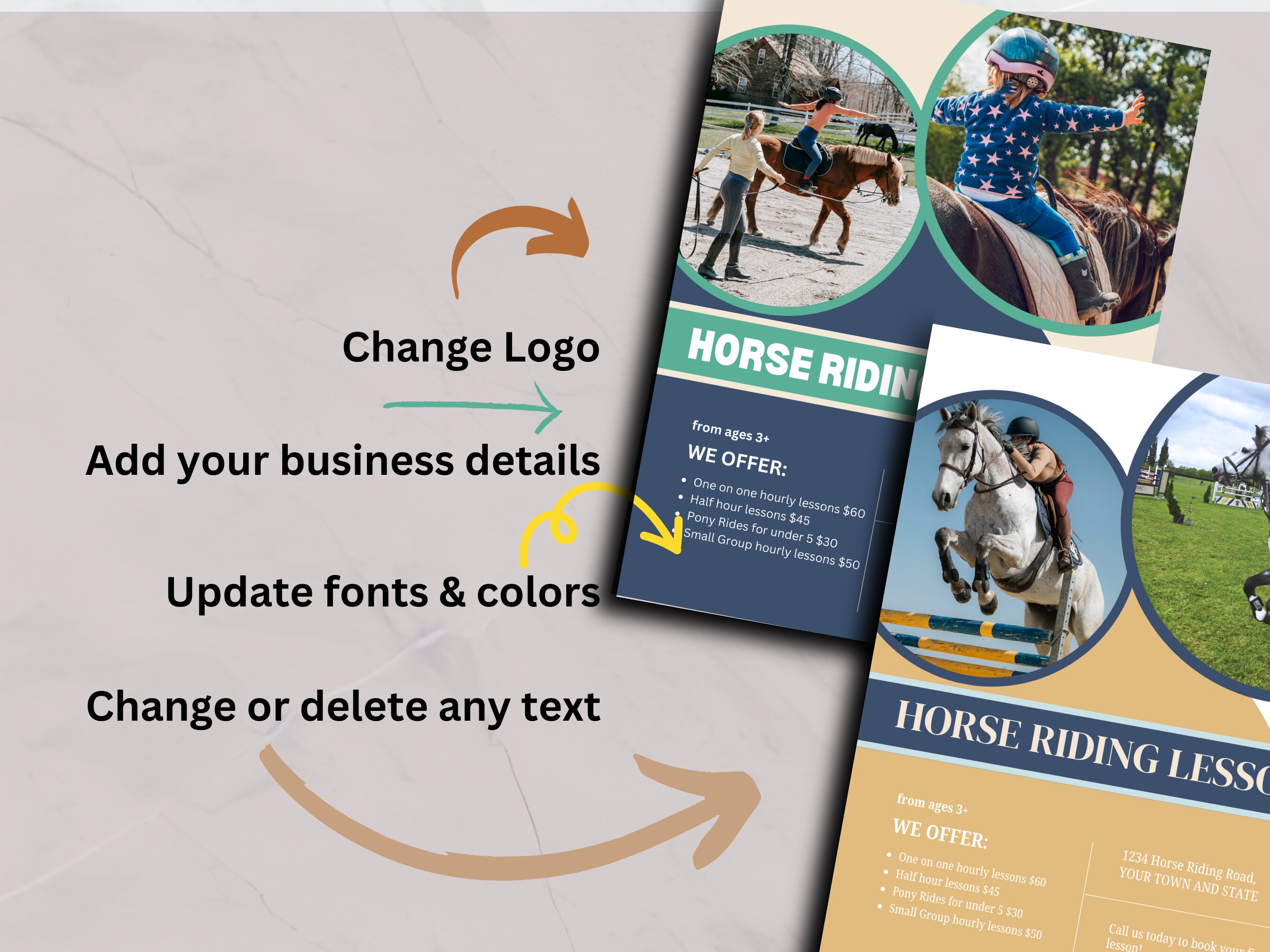 Horse Riding Lessons Flyer | Riding Instructor Flyer | Camp Flyer ...