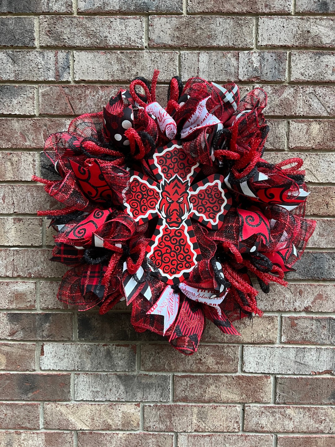 Razorbacks Wreath Razorbacks Door Hanger Razorbacks Front Door Wreath ...