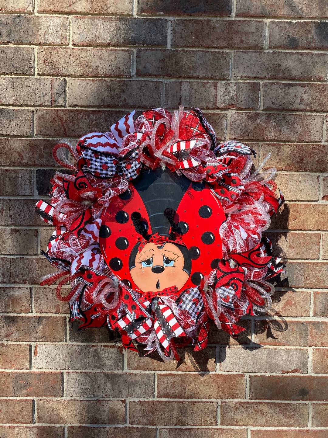 Lady Bug Wreath Lady Bug Decor Lady Bug Door Hanger Lady Bug Front Door ...